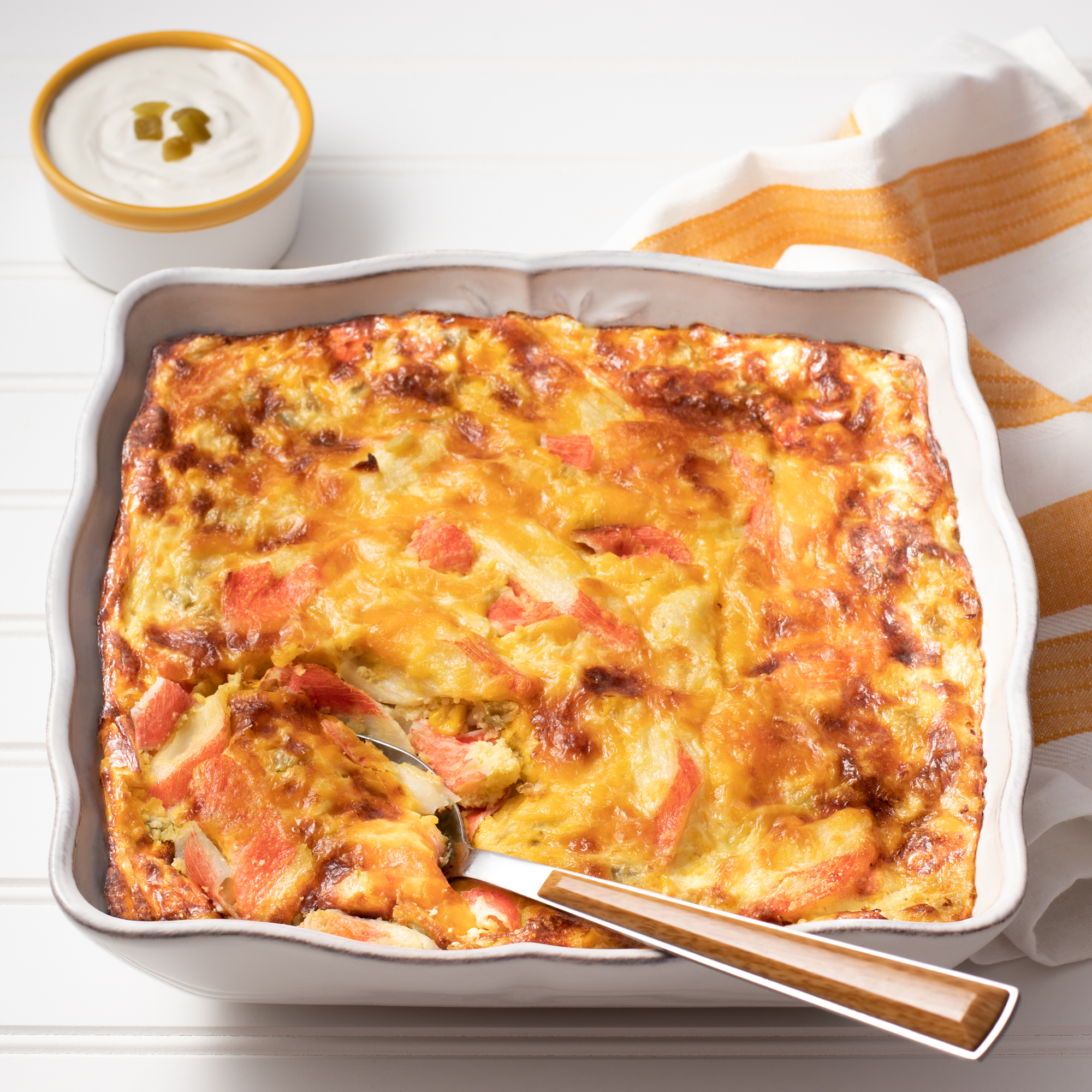 Cheesy Surimi and Corn Spoon Bread | Genuine Alaska Pollock Producers